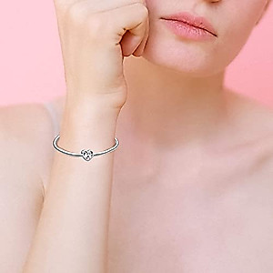 Annmors Love Heart Charm 925 Sterling Silver for Woman Beads Gifts for Women Bracelet&Necklace