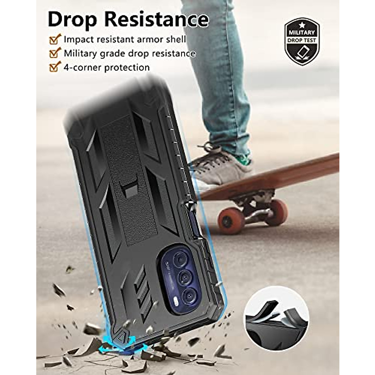 SOiOS for Moto G-Stylus 5G 2022 Case: Shockproof Rugged Protection Cover with Kickstand | Matte Textured Drop Proof TPU | Military Grade Protective Phone Case for Motorola G Stylus 5G 2022(NOT 4G)