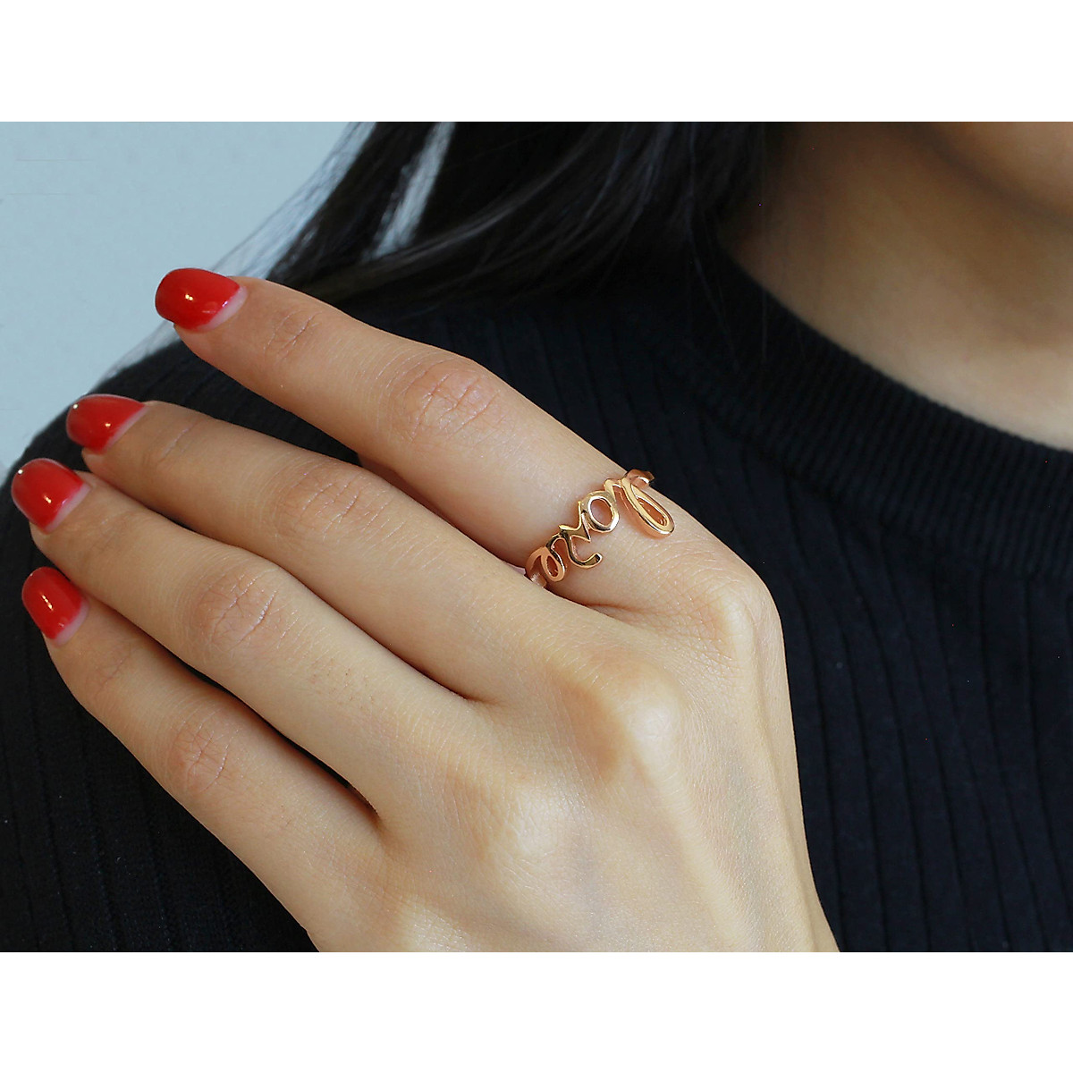 CloseoutWarehouse Rose Gold-Tone Plated Sterling Silver Love in Script Ring Size 11