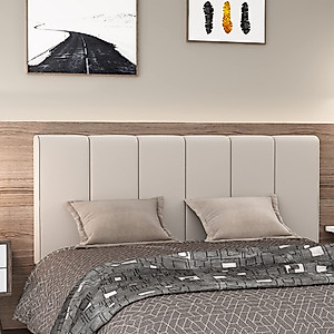 HAOBO Home Upholstered Headboard Foldable King Size Headboards Eastern King/California King Faux Leather Panel with Height Adjustments-White