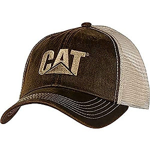 Caterpillar Heavy Equipment Brown Waxy Khaki Mesh Cap/Hat