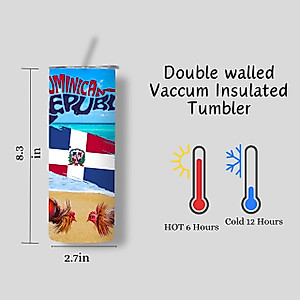 Dominican Republic Flag 20oz | Coffee Cup Stainless Steel Water Bottle With Lid Spill Proof Travel Thermos Cup For Ice Drinks/Hot Beverage| Double Wall Travel Tumble