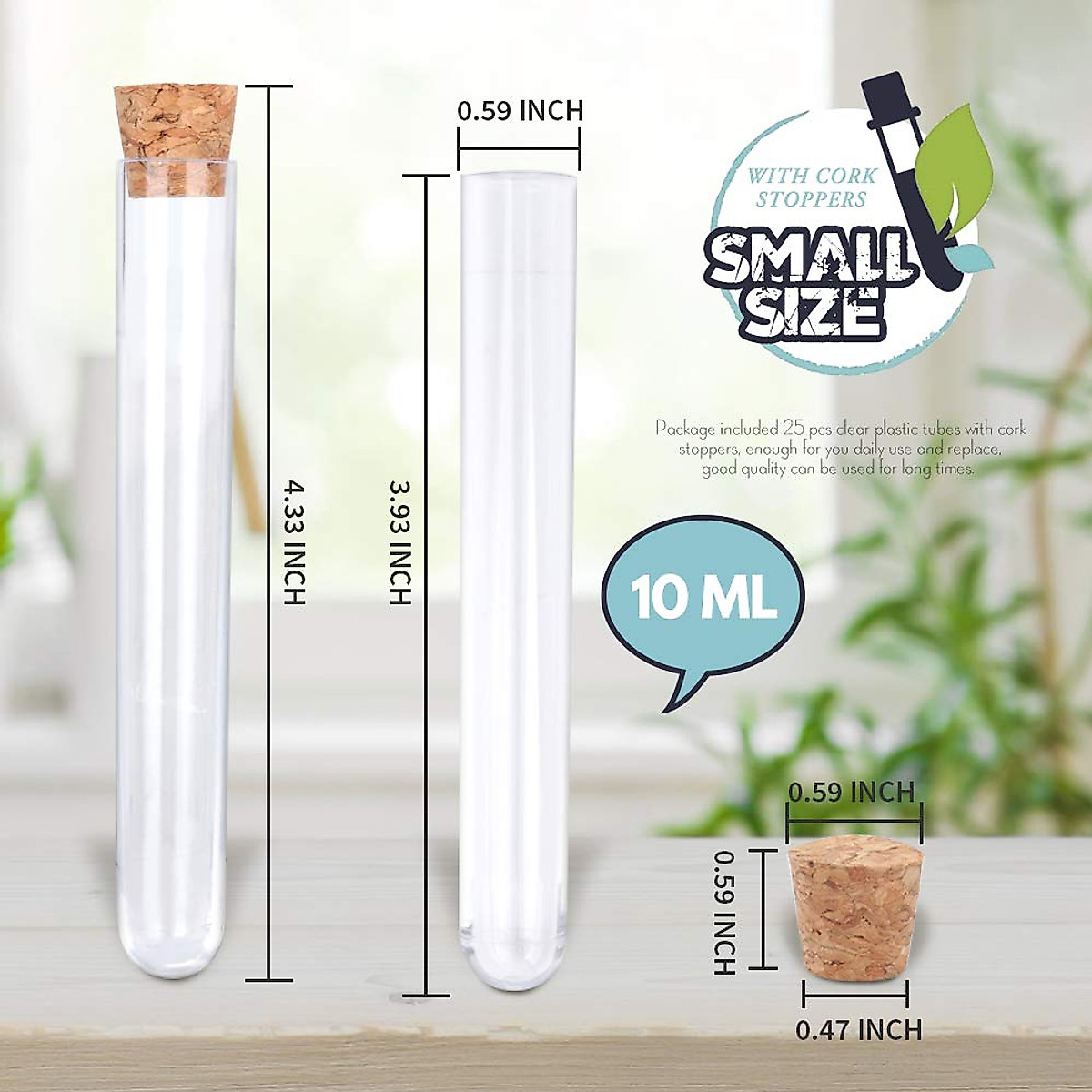 HNYYZL 30Pcs Clear Plastic Test Tubes with Cork Stoppers, 15x100mm 10ml, Good Seal for Jewelry Seed Beads Powder Spice Liquid Storage, Lab Use or Decoration