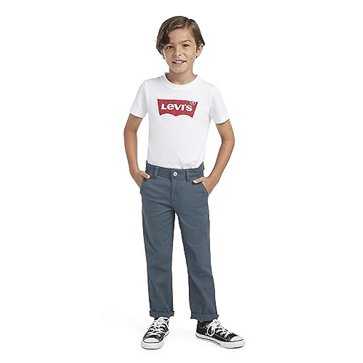 Levi's Boy's 502 Regular Taper Fit Chino Pants, Dark Slate, 10