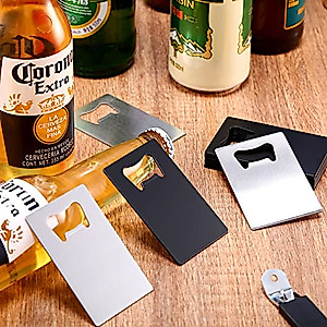 Jiuguva 50 Pieces Credit Card Bottle Opener Poker Stainless Steel Beer Bottle Opener Groomsmen Bottle Opener for Wallet and Shirt Pocket Wedding Bridesmaid Party Favor Black and Silver