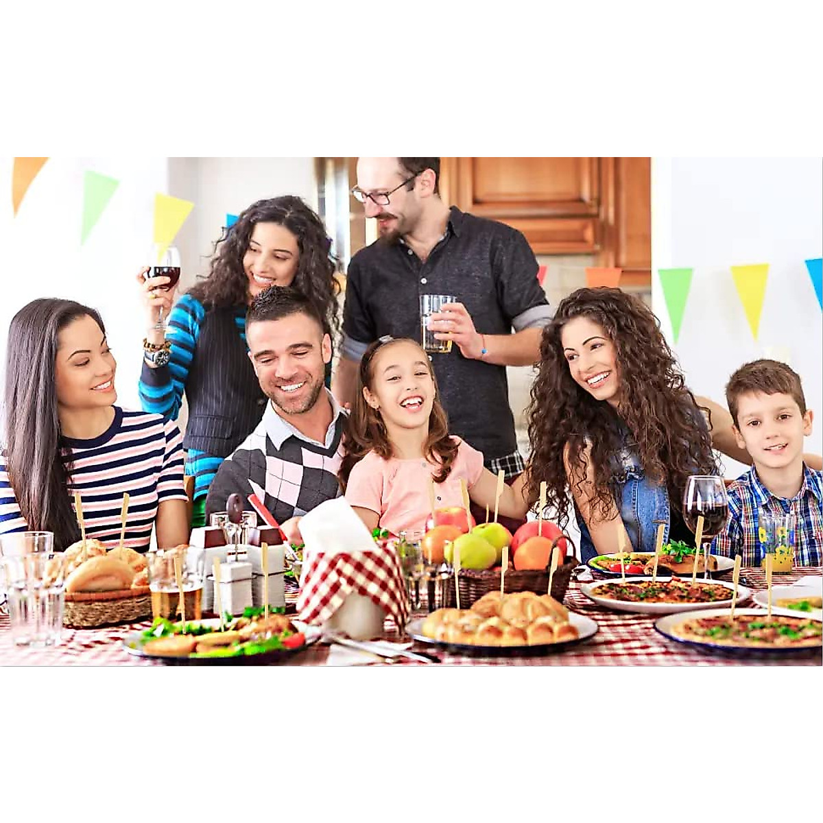 6 inch(200 Pack) Bamboo Wooden Paddle Picks Skewers for Cocktail，Appetizers，Fruit Kabobs，Sandwich，Barbeque Snacks…