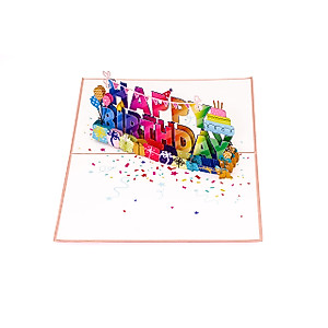 Rykamia Happy Birthday Pop Up Card With Envelop, 3D Birthday Card, Deluxe Birthday Card For Her, Pop Up Birthday Cards for Women, Birthday Greeting Card, Birthday Card For Him, Feliz Cumpleanos Abuela