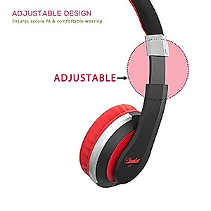 ELECDER i41 Kids Headphones, Headphones for Kids Children Girls Boys Teens Foldable Adjustable On Ear Headphones with 3.5mm Jack for Cellphones Computer MP3/4 Kindle School(Red/Black)