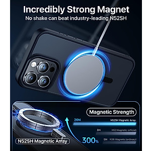 Aulofe Strong Magnetic for iPhone 15 Pro Max Case, [Compatible with MagSafe] [Military-Grade Drop Tested] Shockproof Protective Slim Translucent Matte Cover for iPhone 15 Pro Max Phone Case, Black