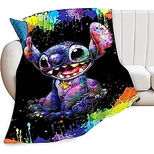 Stitch Blanket Stitch Gifts for Girls Stitch Throw Blanket for Kids Women Adults Stitch Cartoon Flannel Fleece Blankets for Couch Bed Sofa 40"x50"