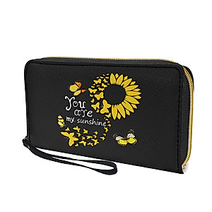 SCRAWLGOD Butterfly Women Wallets RFID Blocking Leather Wristlet Zipper Around Organizer Large Travel Card Holder Purse