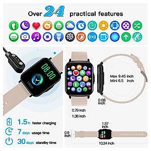 Bemtava Smart Watch, Smartwatch for iPhone Android Phones with Call Message Reminder, 1.7 inch DIY Watch Face Fitness Tracker with Heart Rate/Sleep Monitor, GPS Sports Tracking for Women Men Kids