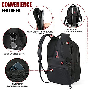 Anti-Theft Travel Laptop Backpack - 15.6 Inch Water Repellent Work Bookbag with USB Charging Port - Durable College School Casual Daypack Fits 15.6 Inch Laptop for Men/Women Black