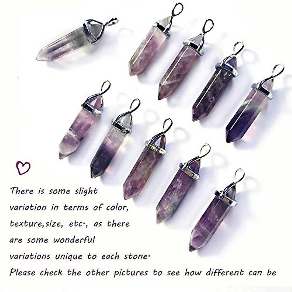 BEADNOVA Amethyst Necklace Gemstone Crystal Necklace for Women Healing Stone pendant Jewelry for Men Pendulum Divination Purple Crystal Hexagonal pendant (18 Inches Stainless Steel Chain)