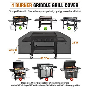36 inch Griddle Cover for Blackstone,600D Heavy Duty Rip-Proof Material Flat Top Grill Cover,Waterproof UV and Fade Resistant Grill Cover with Straps for Camp Chef and More 4-Burner Griddle