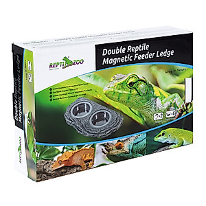 REPTIZOO Reptile Magnetic Feeder Ledge, Double Bowl Reptile Food Dish with 6PCS Feeding Cups Food Water Feeder for Crested Gecko Lizard Chameleon Pets