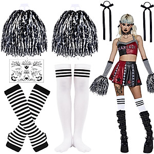 Matiniy Halloween Zombie Cheerleader Costume for Women Girls Include Pom Poms Striped Socks Arm Warmer Hair Ropes Sticker(Adult)