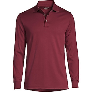 Lands' End Mens Long Sleeve Supima Polo Rich Burgundy Regular Large