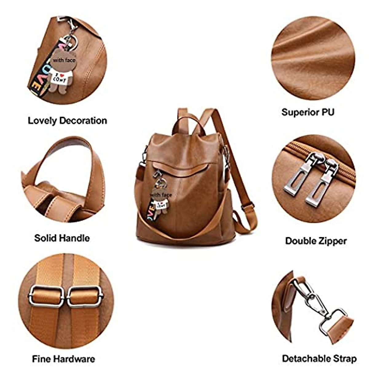 NAITOKE Women Backpack Purse PU Leather Anti-theft Lightweight Ladies Travel Backpack,B0298 yellow