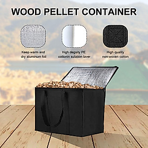 3Pcs Wood Pellet Storage Containers, 20LBs Pellet Containers for Grill Pellet, Nonwoven Fabric Charcoal Container Waterproof Storage, Smoker Pellet Storage for Outdoor Camping BBQ Wood Carrying
