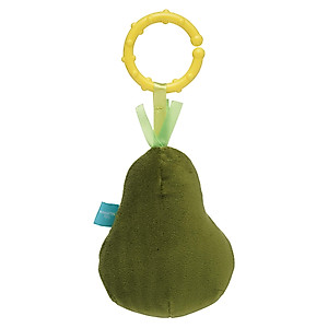 Manhattan Toy Mini-Apple Farm Avacado Baby Travel Toy with Rattle, Chime, Crinkle Fabric & Teether Clip-on Attachment