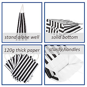 Ronvir Gift Bags 100pcs Paper Bags 8x4.75x10.5 Inches Black And White Bags, Shopping Bags, Retail Bags. Party Bags, Gift Bgas Medium Size