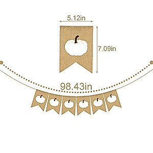Rainlemon Burlap White Pumpkin Banner Fall Wedding Bridal Shower Thanksgiving Party Fireplace Mantle Garland Decoration