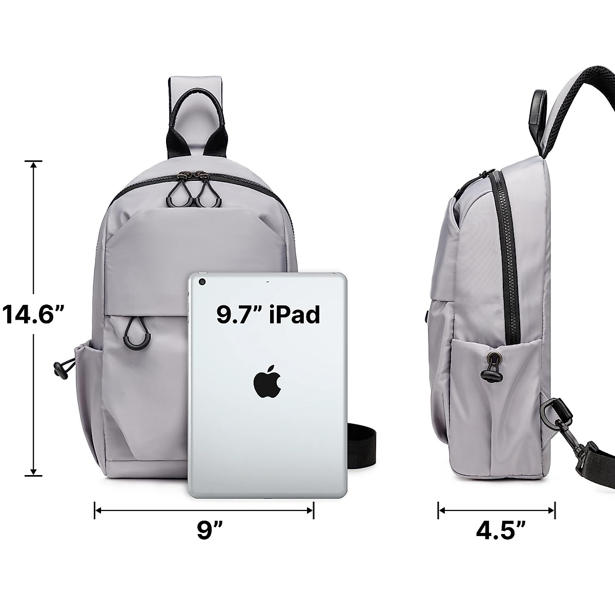 CANTLOR Men Small Sling Bag Crossbody Backpack Gym Mini Travel Backpack With Outside Pockets Shoulder Bag One Strap For Walking Hiking(991801silver)