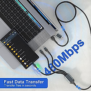 100W USB C Multi Charging Cable 3M/10Ft [Apple MFi Certified]5-in-1 USB A/USB C to Micro USB+Lightning+Type C Fast Charging Cable,Nylon Braided Universal Charging Cable for Android/iPhone/Laptop/i Pad