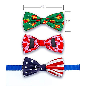 REVEDA Pet Bow Ties Set for Dogs and Cats, Detachable & Adjustable, Holidays Theme, Pet Collars Dog Grooming Accessories, Colorful Neck Tie for Small, Medium, Large Dogs