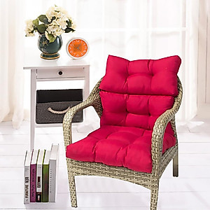 COGINQUS Indoor/Outdoor High Back Chair Cushion-Premium Tufted Deep Seat Cushion with Ties,Patio Rocking Chair Replacement Seat Pads for Outdoor Furniture (Burgundy)