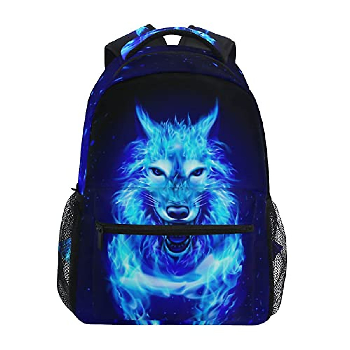 ALAZA Fire Woolf Niamal Print Backpack Purse with Multiple Pockets Name Card Personalized Travel Laptop School Book Bag, Size M/16.9 inch