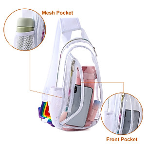 Edraco Clear Sling Bag, Stadium Approved Mini PVC Crossbody Shoulder Backpack, Transparent Casual Chest Daypack for Women & Men, Perfect for Hiking, Stadium or Concerts(White)