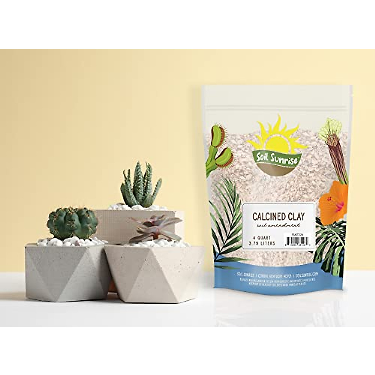 Calcined Clay Soil Amendment (2 Quarts), for Bonsai Tree Potting and Other Plants, Regulates Moisture