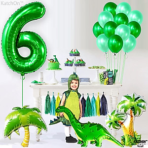 KatchOn, Giant Green Number 6 Balloon - 40 Inch | 6 Birthday Balloon, Green 6 Balloon Number | Six Balloon Number for 6th Birthday Decorations | Number 6 Foil Balloon, 6 Balloons for Birthday Boy