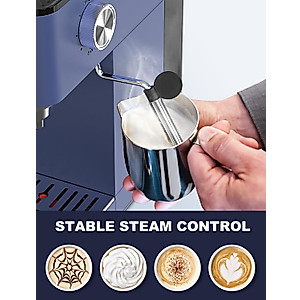 Laekerrt Espresso Machine 20 Bar Espresso Maker with Milk Frother Steam Wand, Compact Espresso Coffee Machine for Cappuccino and Latte (Navy Blue, Upgraded Version) Gift for Coffee Lovers, Dad, Mom
