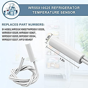 WR51X10055 Refrigerator Defrost Heater Kit,Temperature Sensor WR55X10025,High Limit Thermostat WR50X10068 with Screwdriver Replacement for G-e