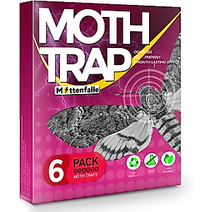 Mottenfalle Clothes Moth Traps 6-Pack - Prime Safe Non-Toxic Eco-Friendly Indoor Moth Traps with Pheromones Sticky Adhesive Tool for Wool Closet Carpet (Stand-Up)
