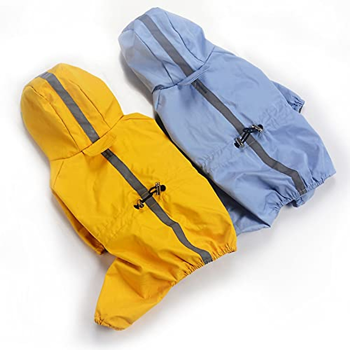 ACSUZ Pet Dog Raincoats Reflective Small Large Dogs Cats Rain Coat Waterproof Jumpsuit Jacket Outdoor Hooded Puppy Clothes,Blue,S