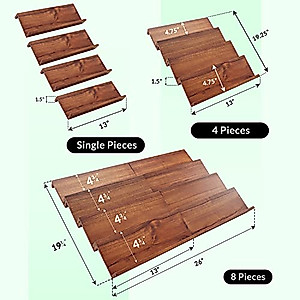 Tinamo Acacia Spice Rack Organizer for Drawer - Wooden Tray Spice Racks Organizer for Cabinet Storage Shelf - 4 Tier Spice Drawer Organizer 64 Jars ( Acacia Wood)