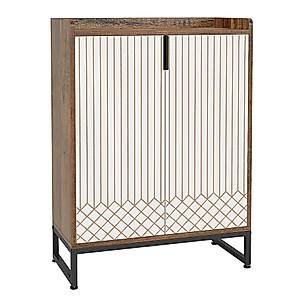 Tribesigns Modern Shoe Cabinet for Entryway, 25 Pairs Shoe Cabinet with Doors, Wood 5-Tier Shoe Organizer, Freestanding Brown Shoe Storage Cabinets with Black Metal Frame for Bedroom Living Room