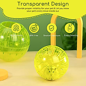 Hamster Ball, Nobleza 5.5 inch Clear Hamster Exercise Ball with Clip-in Lid, Durable Plastic Rat Running Ball for Dwarf Hamster, Small Pet Rat to Break Boredom & Increases Activity, Yellow