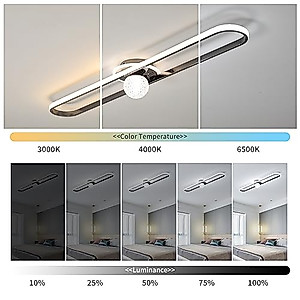 Qcyuui Kitchen Lighting Fixtures Modern LED Ceiling Light with Remote,Dimmable Acrylic Linear Ceiling Lamp for Hallway Dining Room Closet 39.4in Semi Flush Mount Wraparound Shape(48W/Crystal Ball)
