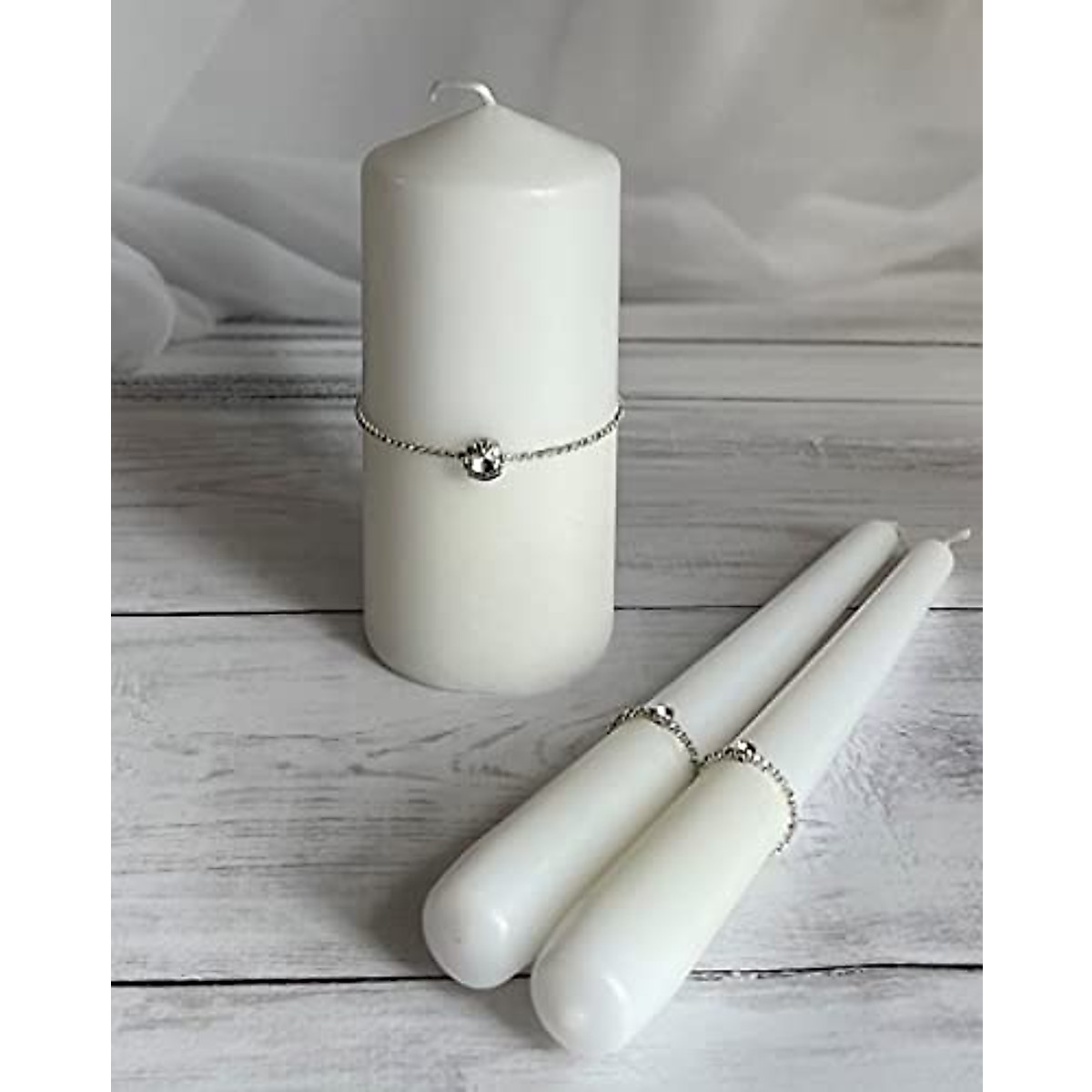 Magik Life Unity Candle Set for Wedding - Wedding Accessories for Reception and Ceremony - Candle Sets - 6 Inch Pillar and 2 10 Inch Tapers - Decorative Pillars White