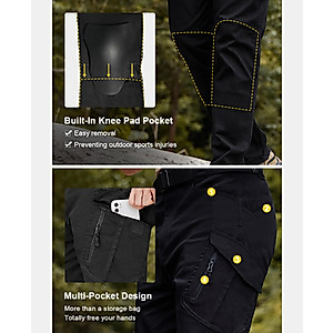 Susclude Men's Tactical Pants Stretch, 9 Pockets Rip Stop Lightweight Cargo Work Military Trousers Outdoor Hiking Pants Gray Green 28Wx28L