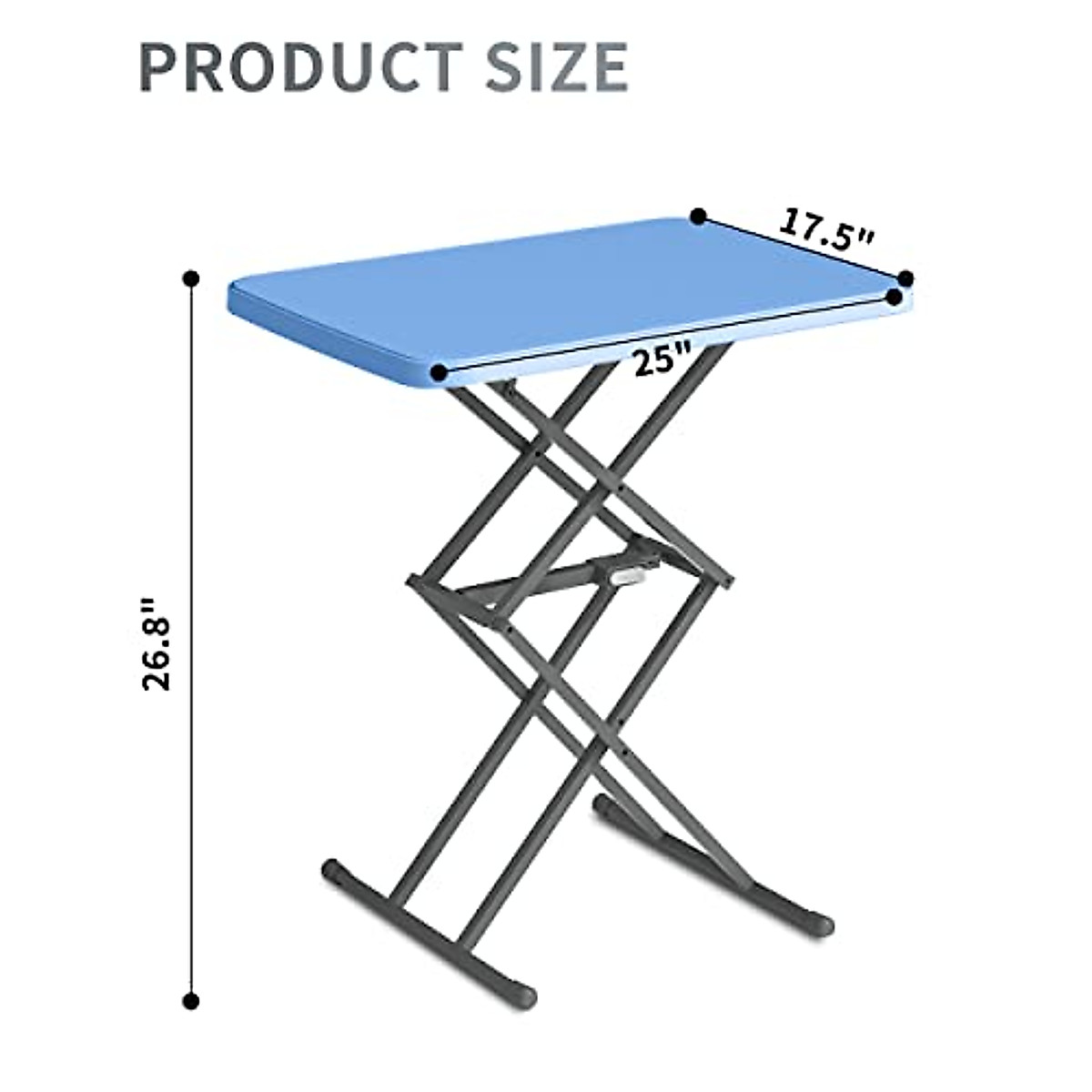 SOUNDANCE Small Folding Table, Adjustable TV Tray, Portable Dinner Table, Lightweight, Zero Assembly, Easy to Fold and Storage, Sturdy Desk for Home Garden Office Indoor Outdoor Use, Blue