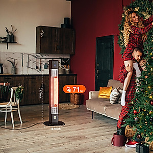 AKIRES Space Heater for Large Room,34IN Portable Electric Tower Heater with IP44 Waterproof,24H Timer,Remote,3 Heating Modes,Infrared Heater for Living Room Bedroom Office Bathroom Indoor Outdoor Use