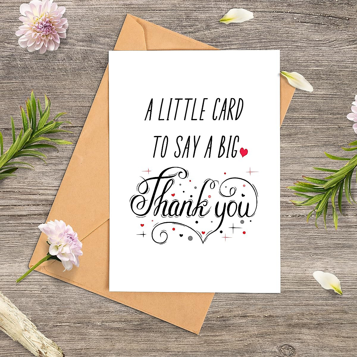 TRIDECOR Thank you Card with Envelope, Simple Cute Single Card, Grateful Card - Folded 5"x7" Card for Him, Her, Teacher, Boss, Doctor, Mom, Dad, Coworker, Bridesmaids, Groomsmen