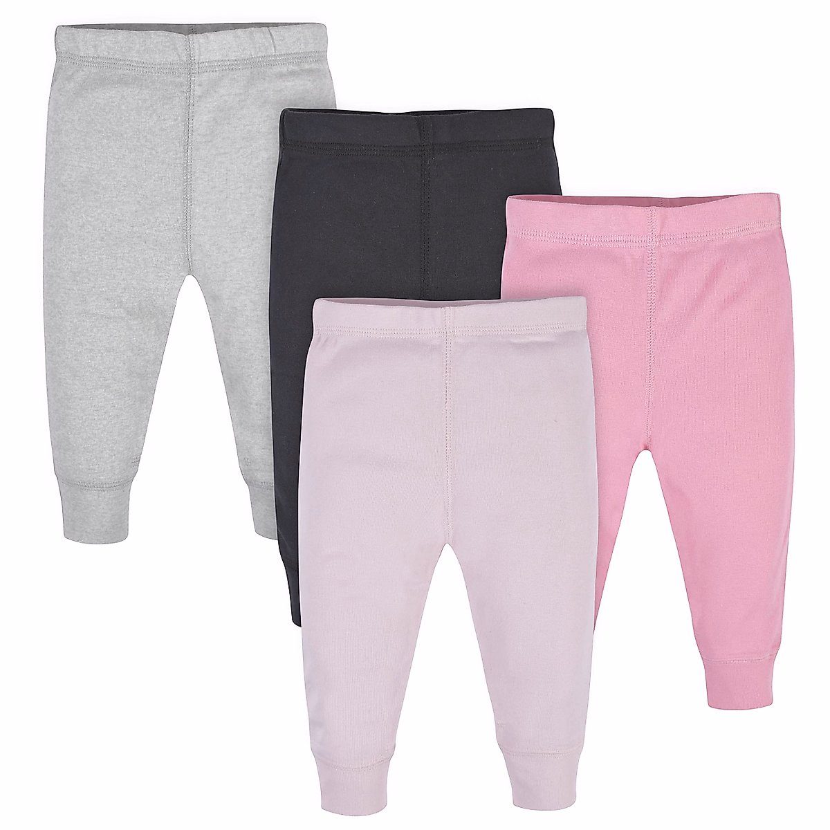 Gerber Baby Girls Multi-Pack Active Pants Set, pink/black/gray, 24 Months