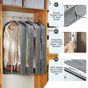 2 pack 40" Clear Garment Bags for Hanging Clothes, Suit Bags for Closet Storage, Clothing Storage, Garment Bags for Travel Covers with 4" Gussets for Coats, Jackets, Shirts, Dresses & Sweater